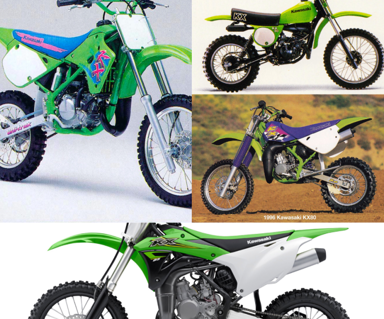 Kawasaki KX80, KX85, and KX100 mini-class history 1979-2017
